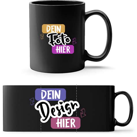 Schwarze Fototasse Bedrucken Geschenk Selbst Gestalten