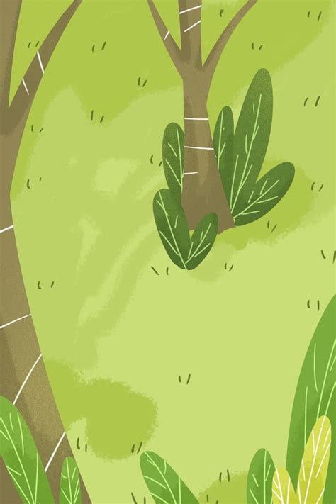 Hand Drawn Cartoon Grass Trees Background Meadow Trees Tree Leaves