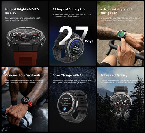 Relógio Amazfit T Rex 3 Rugged Smartwatch Com Classificação De Nível