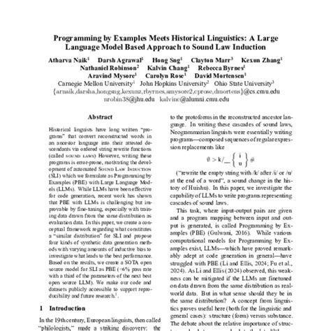 Programming By Example Meets Historical Linguistics A Large Language