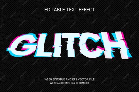Editable Glitch Text Effect Premium Vector