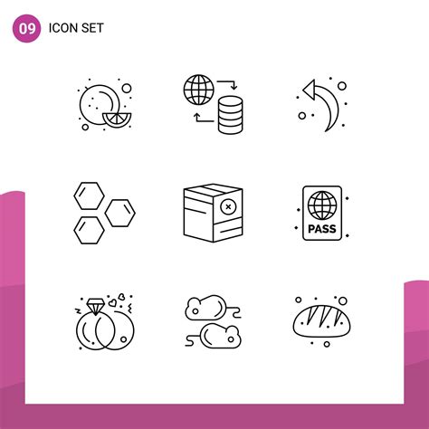 Ensemble De 9 Symboles Dicônes Dinterface Utilisateur Modernes Signes Pour E Box Back Space