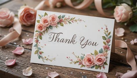 Elegant Floral Thank You Card Design With Roses Stock Illustration