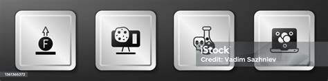 물리 공식의 힘을 설정 유전 공학 독성 액체와 화학 아이콘 테스트 튜브 실버 스퀘어 버튼 벡터 Dna에 대한 스톡 벡터 아트 및 기타 이미지 Istock
