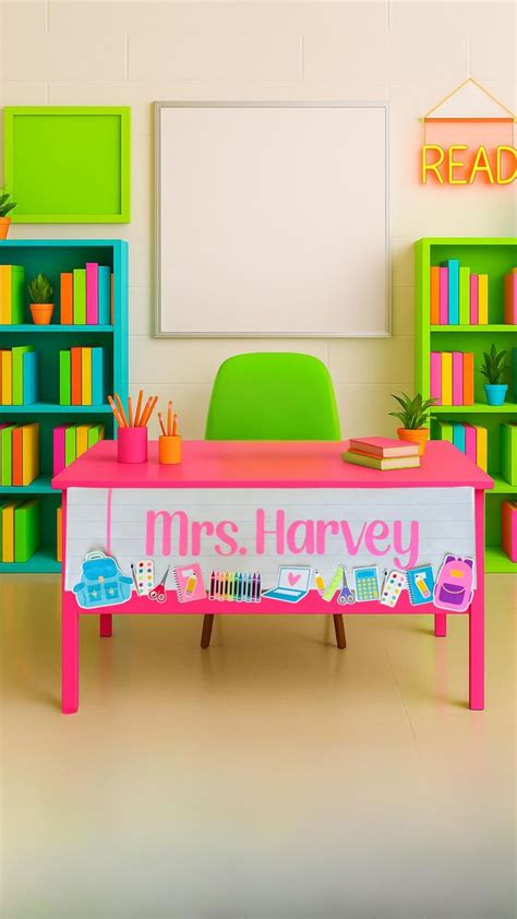 Teacher Name Desk Wrap Notebook Paper Style Etsy Classroom Decor