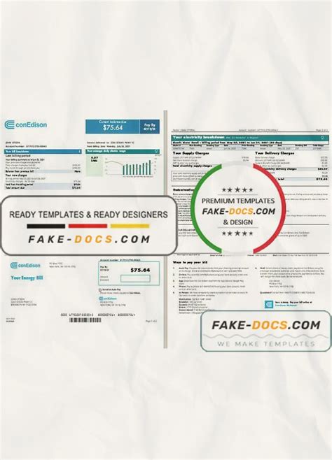Usa New York Con Edison Utility Bill Template In Psd Format 2 Pages 2021 April Present