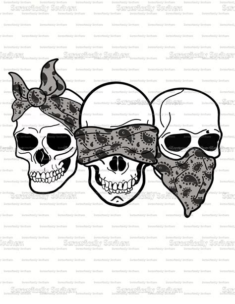 Art Work Skulls Hear No Evil See No Evil Speak No Evil Etsy