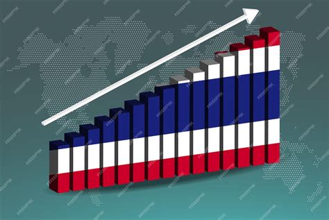 태국 3d 막대 차트 그래프 벡터 데이터 국가 통계 개념에 위쪽으로 상승하는 화살표 프리미엄 벡터