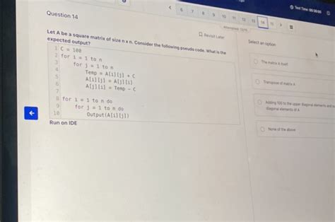 Question 14 Let A Be A Square Matrix Of Size N X N Consider The