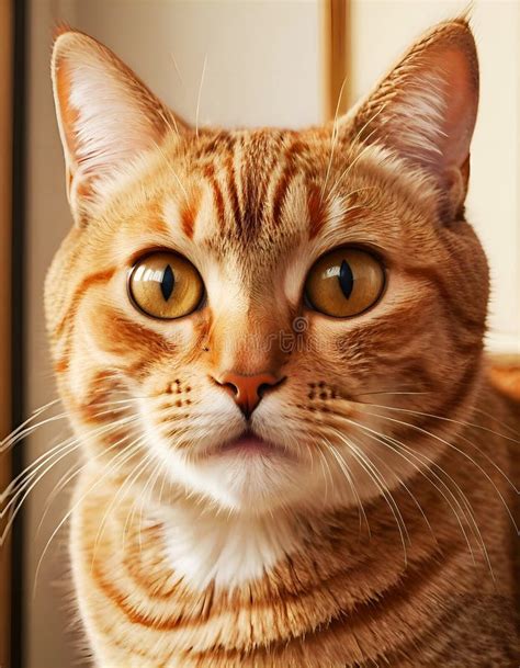 A Cute Brown Cat In A State Of Astonishment With A Fixed Gaze Stock