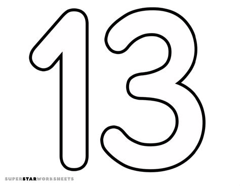 Number 13 In Black On White Background