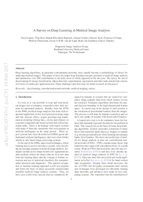 Pdf A Survey On Deep Learning In Medical Image Analysis