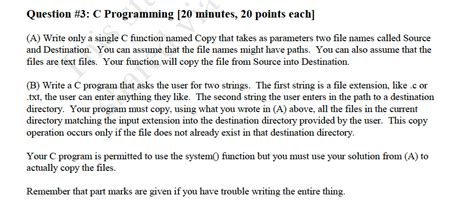 Solved Question 3 C Programming 20 Minutes 20 Points