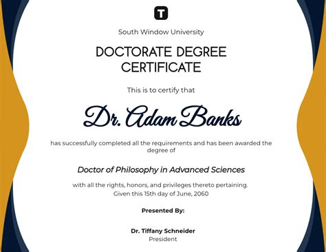 Doctorate Certificate Template