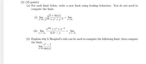 solved 5 25 ﻿points a ﻿for each limit ﻿below write a