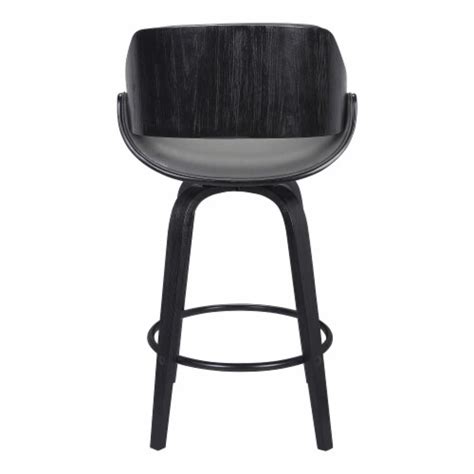 Hivvago 26 Gray And Black Faux Leather And Iron Swivel Low Back Counter
