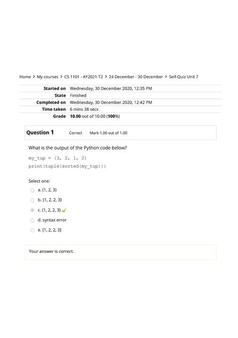 self quiz unit 7 attempt review started on wednesday 30 december