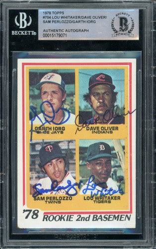 1978 Topps 704 Lou Whitaker Dave Oliver Sam Perlozzo Garth Lorg Rc