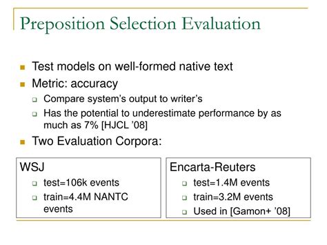 Ppt The Ups And Downs Of Preposition Error Detection In Esl Writing