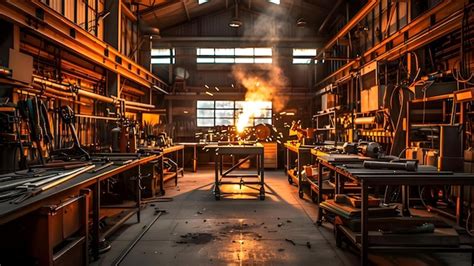 Metal Workshop With Welding Area And Production Workspace For