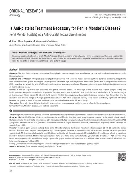 Pdf Is Anti Platelet Treatment Necessary For Penile Mondors Disease