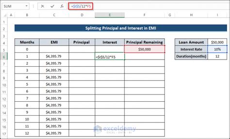 How To Split Principal And Interest In EMI In Excel With Easy Steps