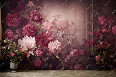 Premium Photo Beautiful Dramatic Floral Wallpaper Design