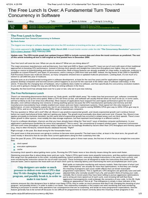 The Free Lunch Is Over A Fundamental Turn Toward Concurrency In