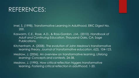 Ppt Jack Mezirows Stages Of Transformative Learning Powerpoint