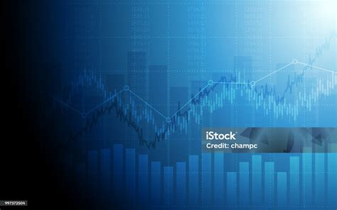 원통형 그래프와 파란색 배경에 주식 시장 추상 금융 차트 배경 주제에 대한 스톡 벡터 아트 및 기타 이미지 배경 주제 금융 증권 시장과 거래소 Istock