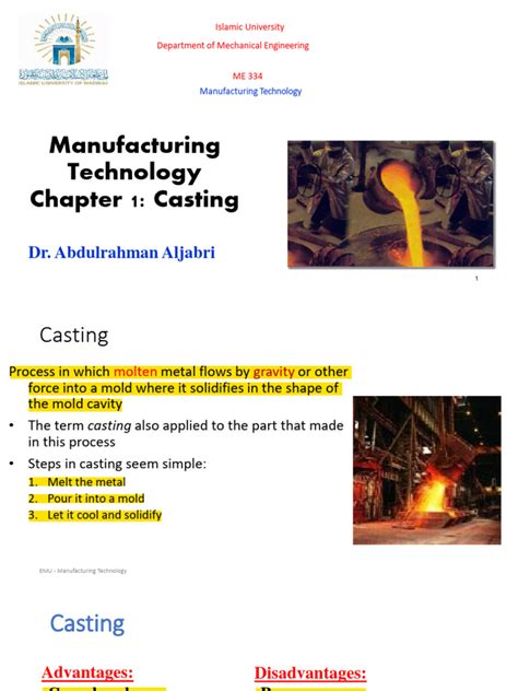Chapter 1 Casting Technology Pdf Foundry Casting