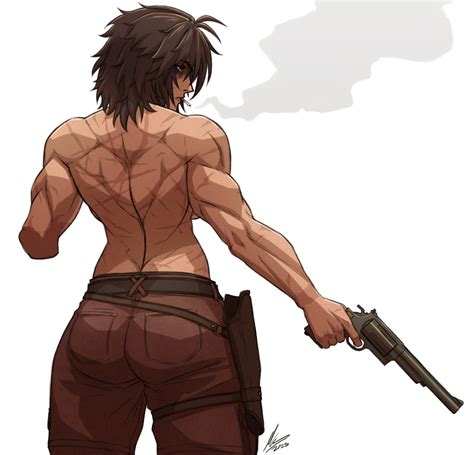 4ces Original Highres 1girl Brown Hair Gun Handgun Holding