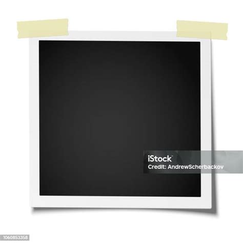 레트로 현실적인 광장 사진 프레임 스티커의 두 조각에 똑 바른 가장자리 접착 테이프는 흰색 바탕에 배치 템플릿 사진 디자인입니다