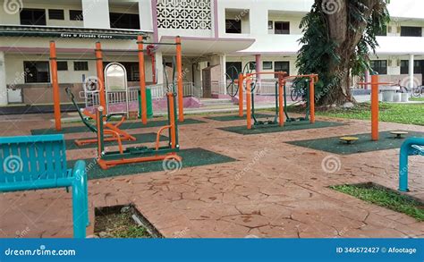 Singapore Public Housing Adult Exercise Area Coconut Trees Estate