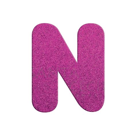 Letra N Maiúscula Rosa Glitter Brilho Eva Decoração 2x125cm