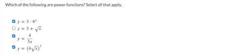 Solved Which Of The Following Are Power Functions Select Chegg