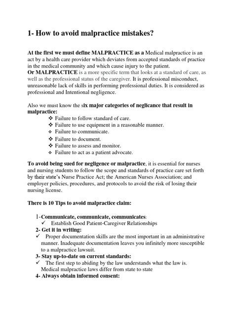 How To Avoid Malpractice Pdf Nursing Informed Consent