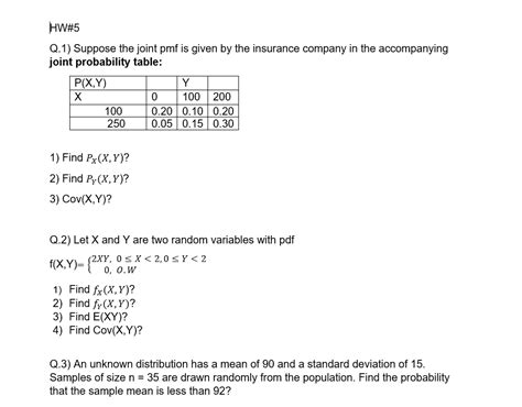Solved Q Suppose The Joint Pmf Is Given By The Insurance Chegg