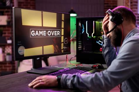 Premium Photo Gamer Losing Intense Singleplayer Spaceship Arcade Racing Videogame Seeing Game