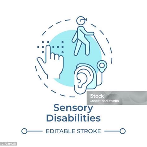 Ilustración De Discapacidades Sensoriales Icono De Concepto Azul Suave