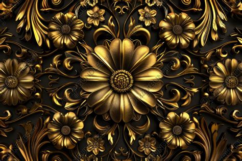 Gold Floral Pattern Background Wallpaper