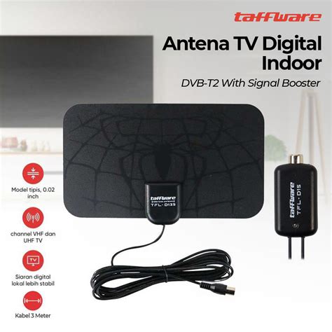 Jual Antena Tv Digital Taffware Indoor Taffware Tfl D139 Dengan Booster Dvb T2 4k High Gain 25db