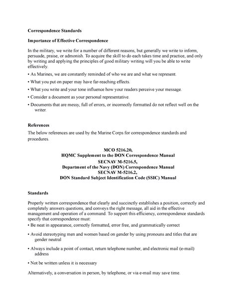 Communications Sgt Course Correspondence Standards Importance Of