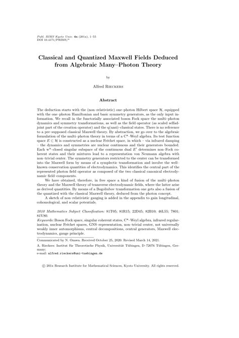 Pdf Classical And Quantized Maxwell Fields Deduced From Algebraic