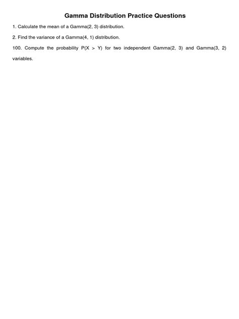 Gamma Distribution Practice Questions Pdf