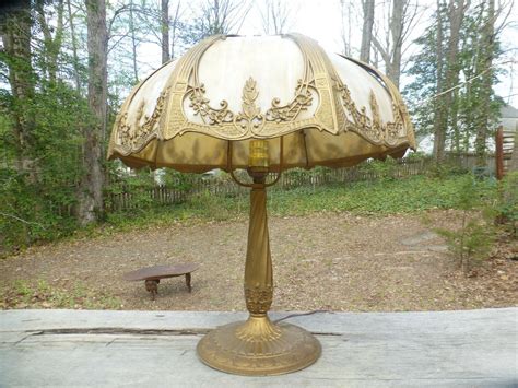 Rare Antique Bigelow And Kennard Stained Glass Table Lamp 8 Slag Glass