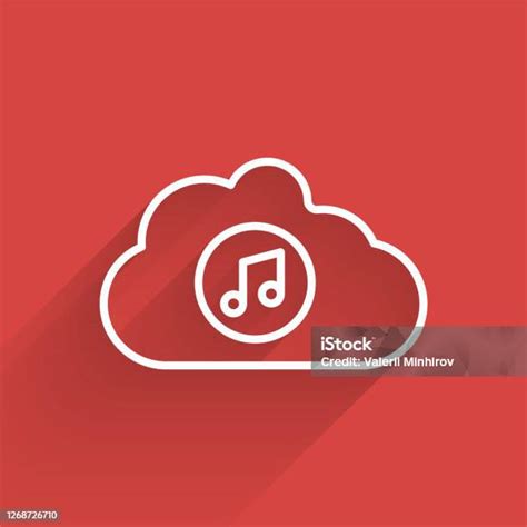 긴 그림자로 격리 된 화이트 라인 음악 스트리밍 서비스 아이콘 사운드 클라우드 컴퓨팅 온라인 미디어 스트리밍 노래 오디오 웨이브 벡터 개념에 대한 스톡 벡터 아트 및 기타