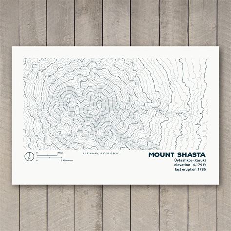 Mount Shasta Topographic Map Print Map Wall Art Uytaahkoo Gis Art