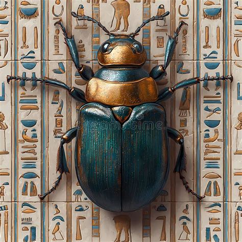 Detailed Illustration Of An Ancient Egyptian Scarab Beetle With