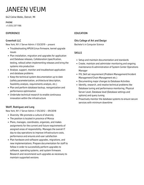 Server Admin Resume Samples Velvet Jobs